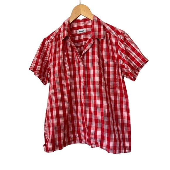 Hoku | Tops | Vintage Red And White Palaka Hawaiian Shirt | Poshmark